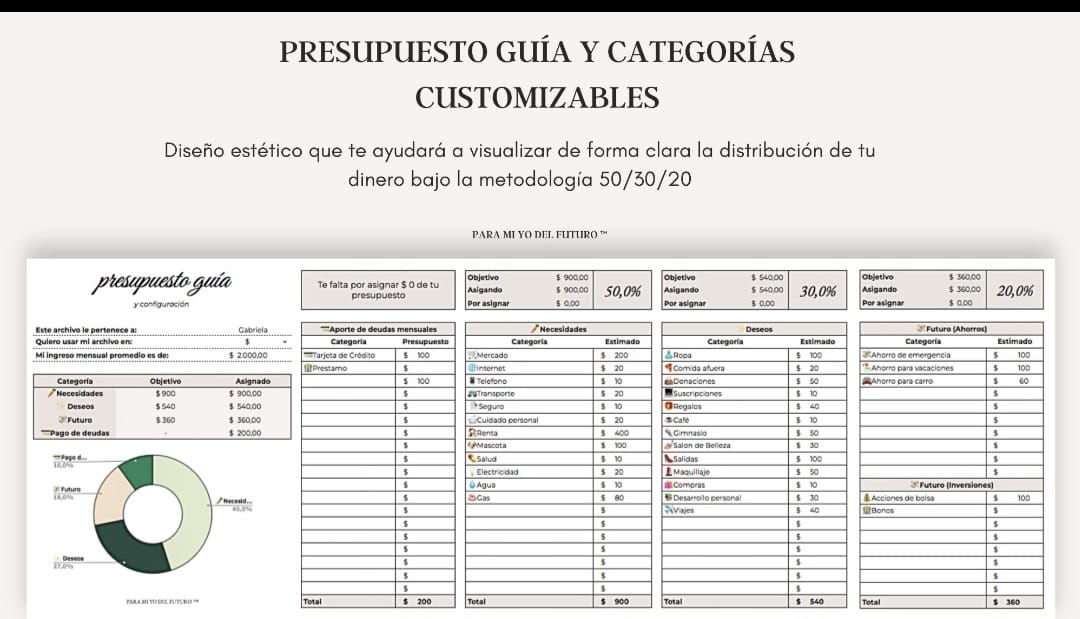 Planner Financiero Mensual - Marie Carlene Laura Gabriel | Hotmart