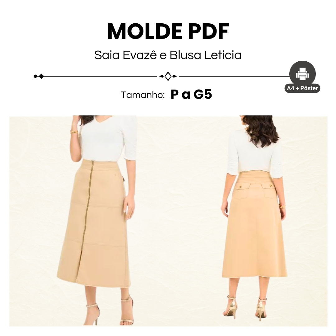 MOLDE CONJUNTO COM SAIA EVASÊ E BLUSA LETICIA - Criative wg | Hotmart