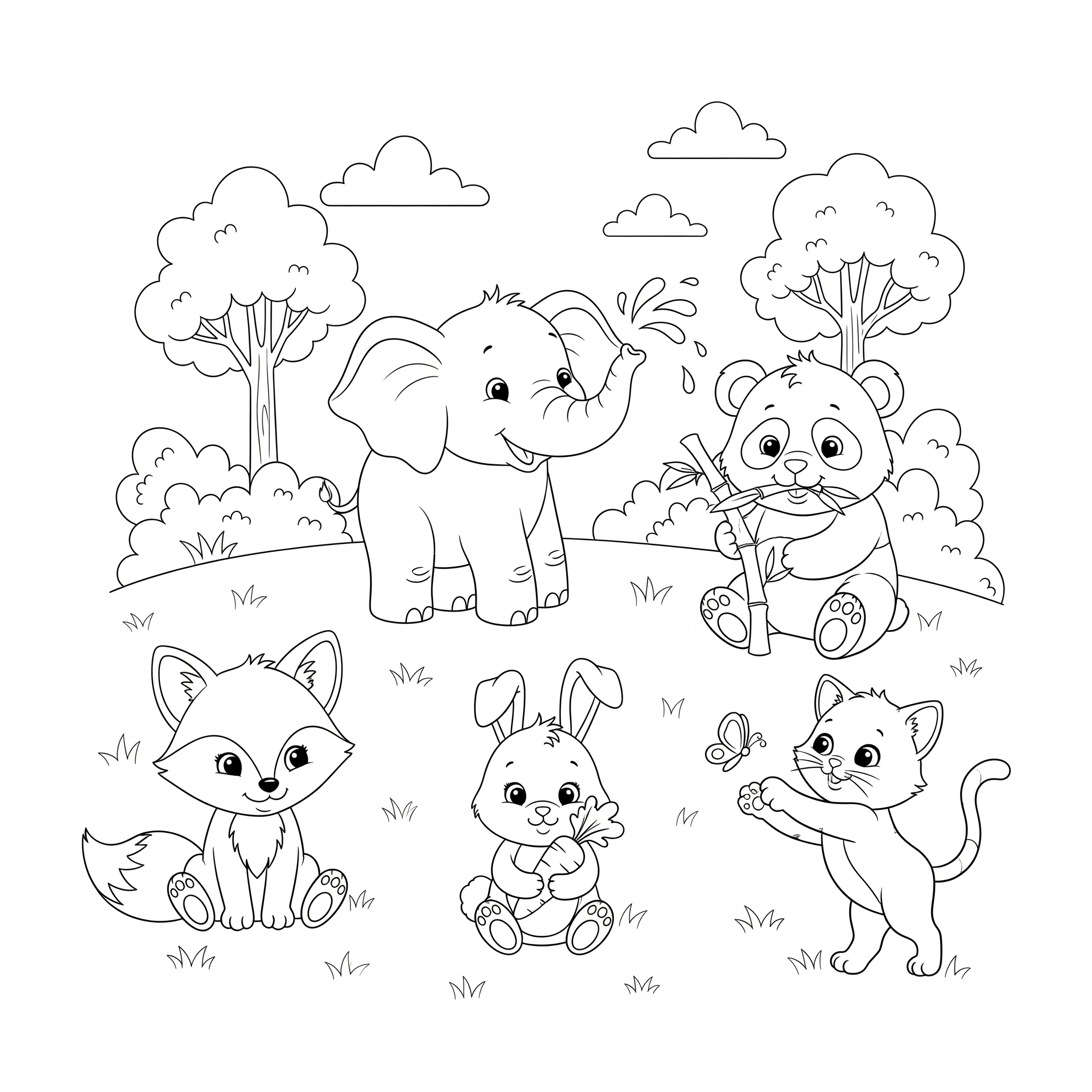 Cute Animal Friends 20 Printable Coloring Sheets for Kids - Henry J...