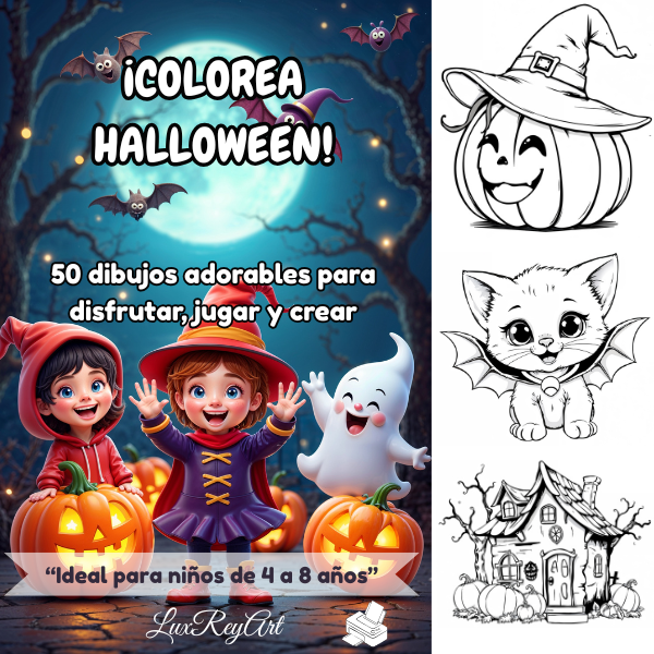 Colorea Halloween: Libro de Colorear para Niños (4 a 8 años)