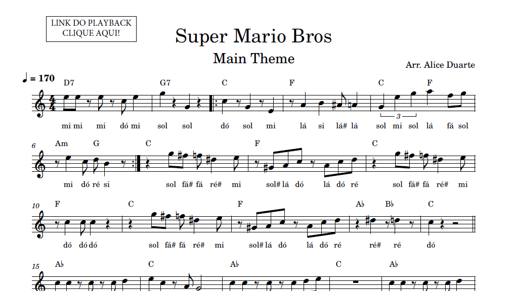 Super Mario Bros (Main Theme) - Partitura Facilitada com Playback