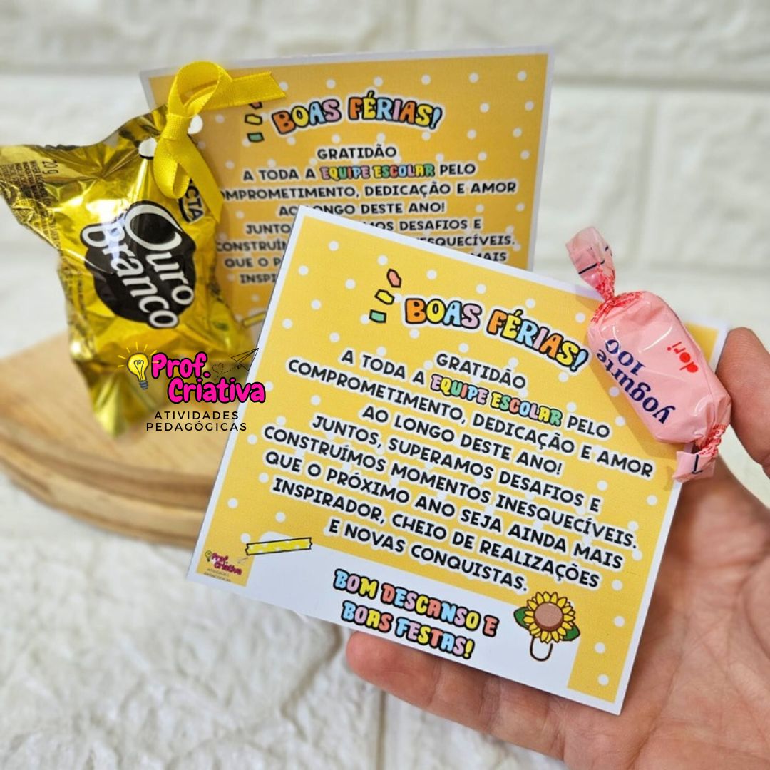 CARTÕES - AGRADECIMENTO EQUIPE ESCOLAR - PROF CRIATIVA | Hotmart