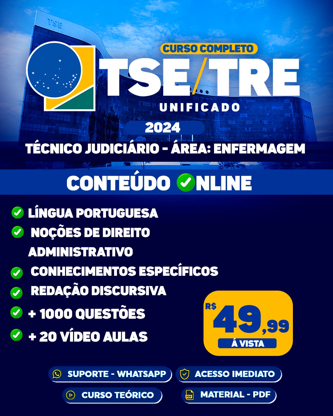 Curso TSE 2024 Analista Judiciário Enfermagem - CONCURSOS ONLINE