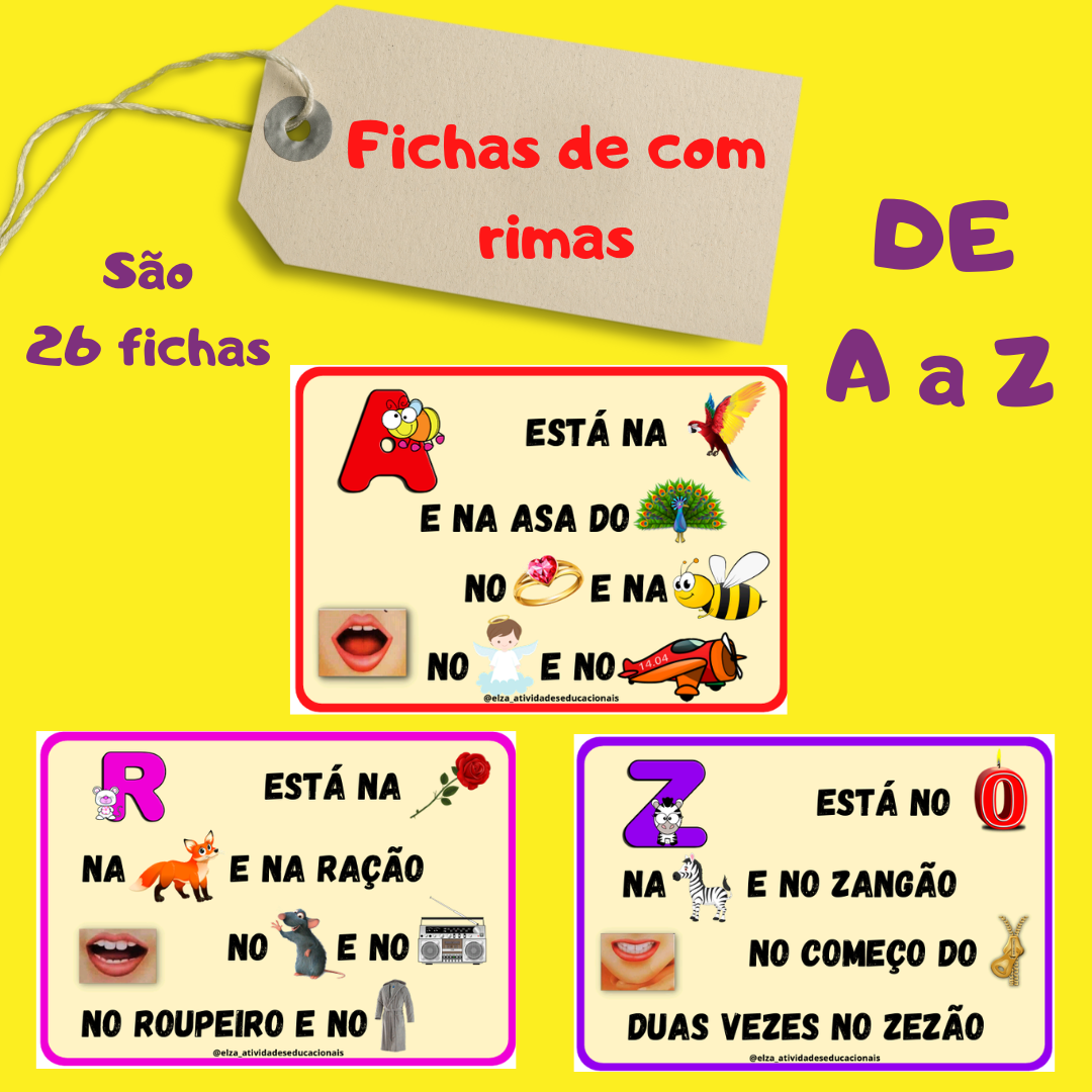 FICHAS DE LEITURA COM RIMAS - ATIVIDADES INTERATIVAS | Hotmart