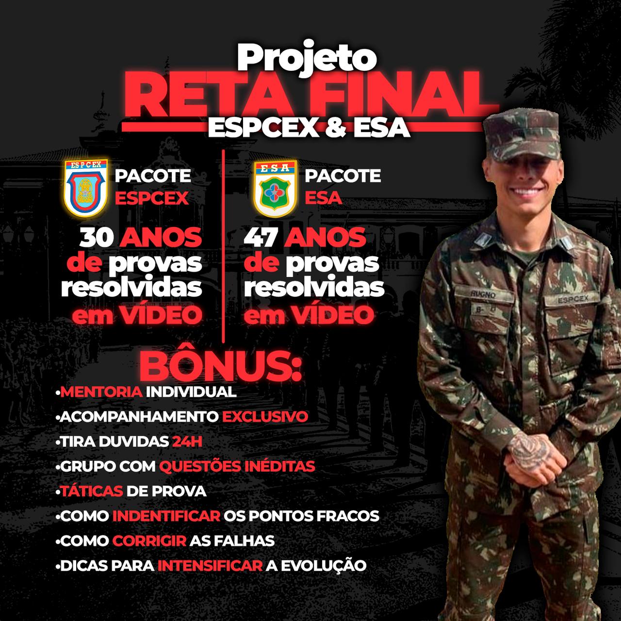 Combo ESA + EsPCEx - Mentoria + 47 + 30 anos de provas resolvidas por video