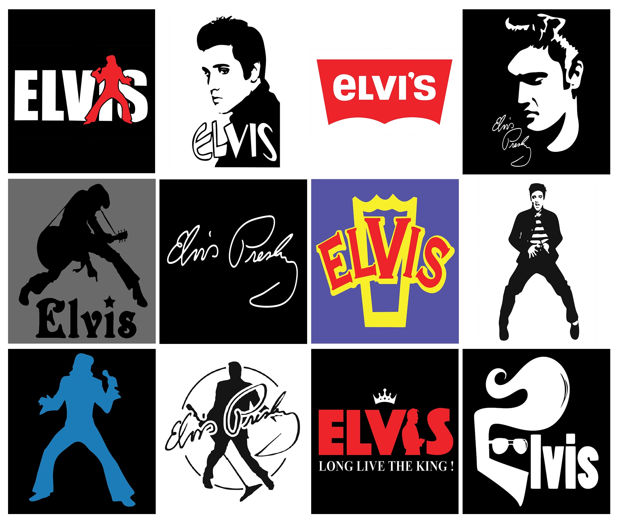 Elvis 12 Vector Pack SVG EPS DXF PDF STUDIO3 JPG PREVIEWS - Manuel ...