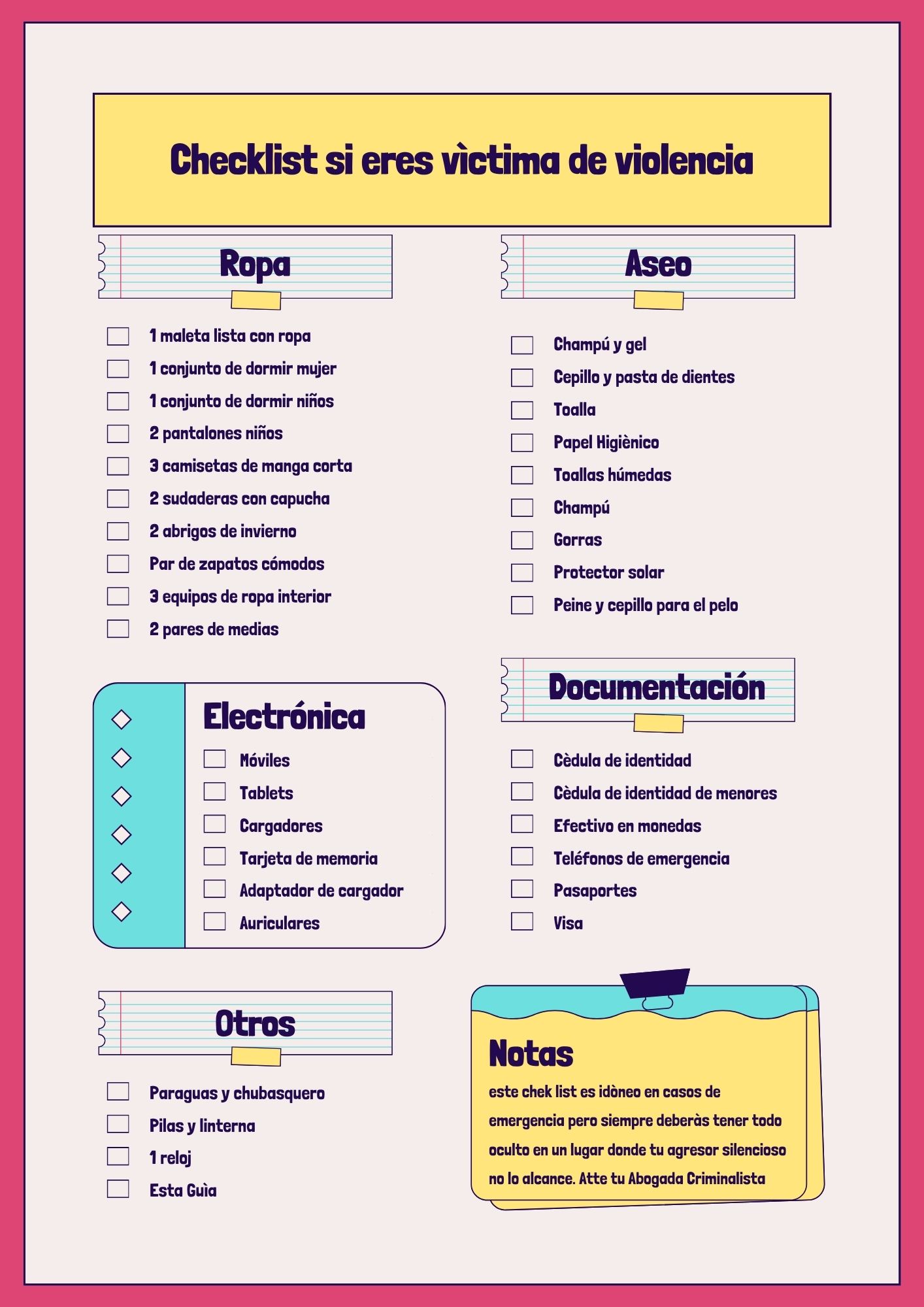 Check list para usar si eres víctima de violencia - Ruth Erika Lede...