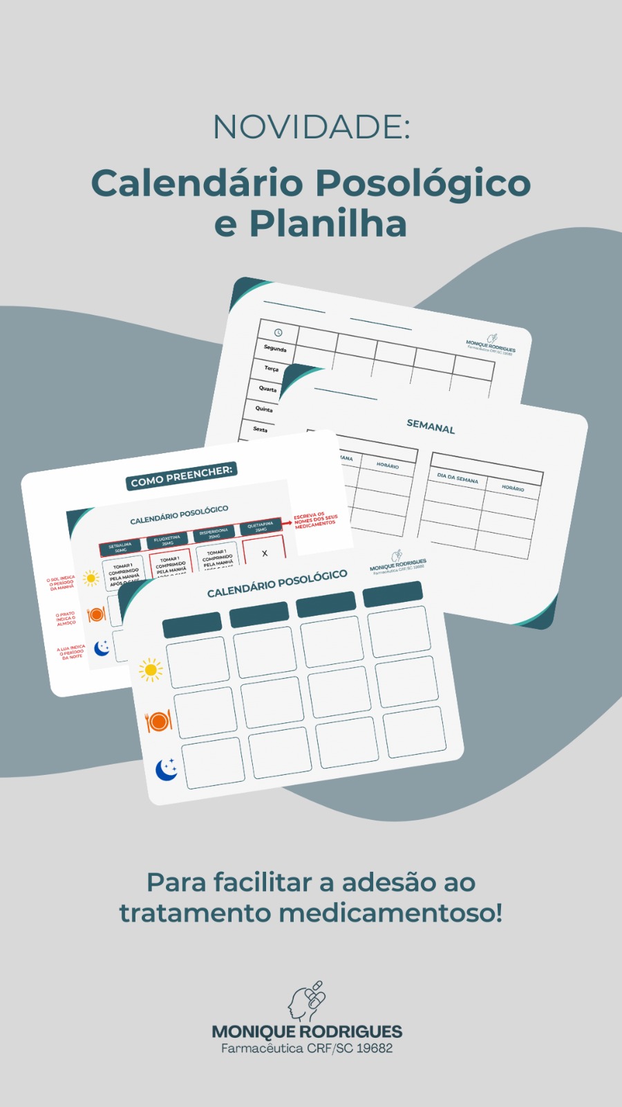 Calendário Posológico e Planilha de Organização da Rotina Medicamen...