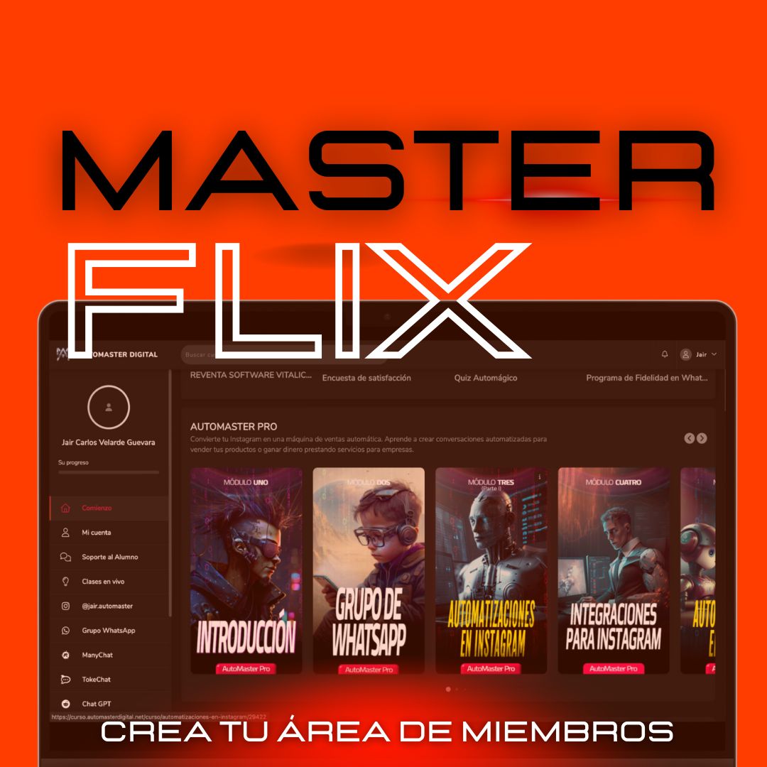 MASTER-FLIX: VENDE EN AUTOMÁTICO CON UN ÁREA DE MIEMBROS
