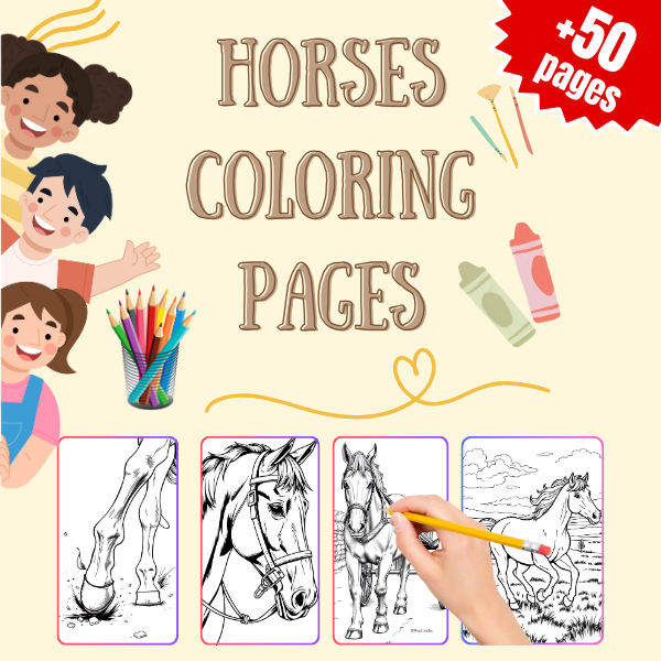 50+ Printable Horse Coloring Pages for Kids & Adults – Stress R...