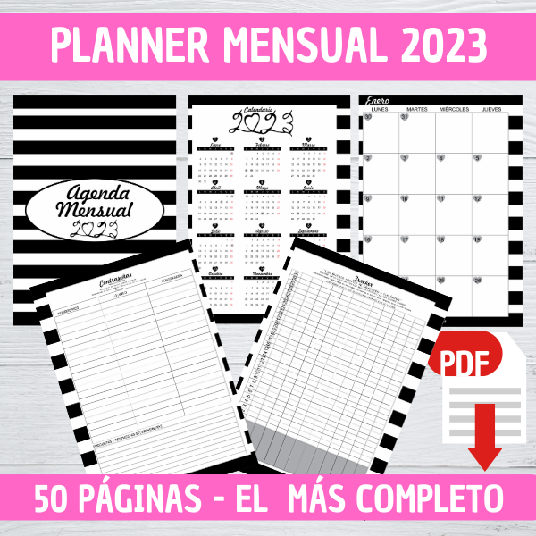 Planner Mensual 2023- Pdf- Imprimible- A4- Doble Página - TWINS | Hotmart