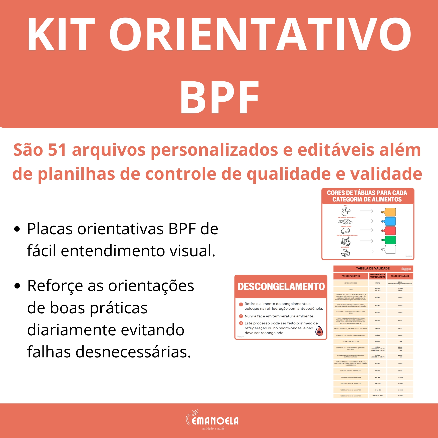 Placas Orientativas: Higiene e Boas Práticas (51 placas + planilhas...