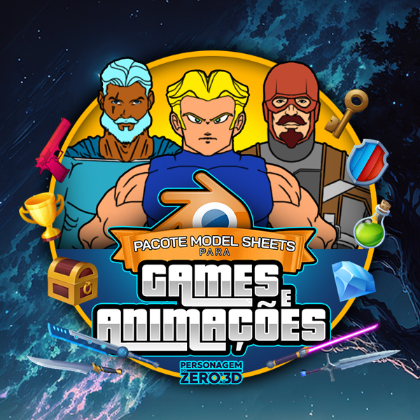 PACOTE 20 MODEL SHEETS: GAMES E ANIMAÇÕES
