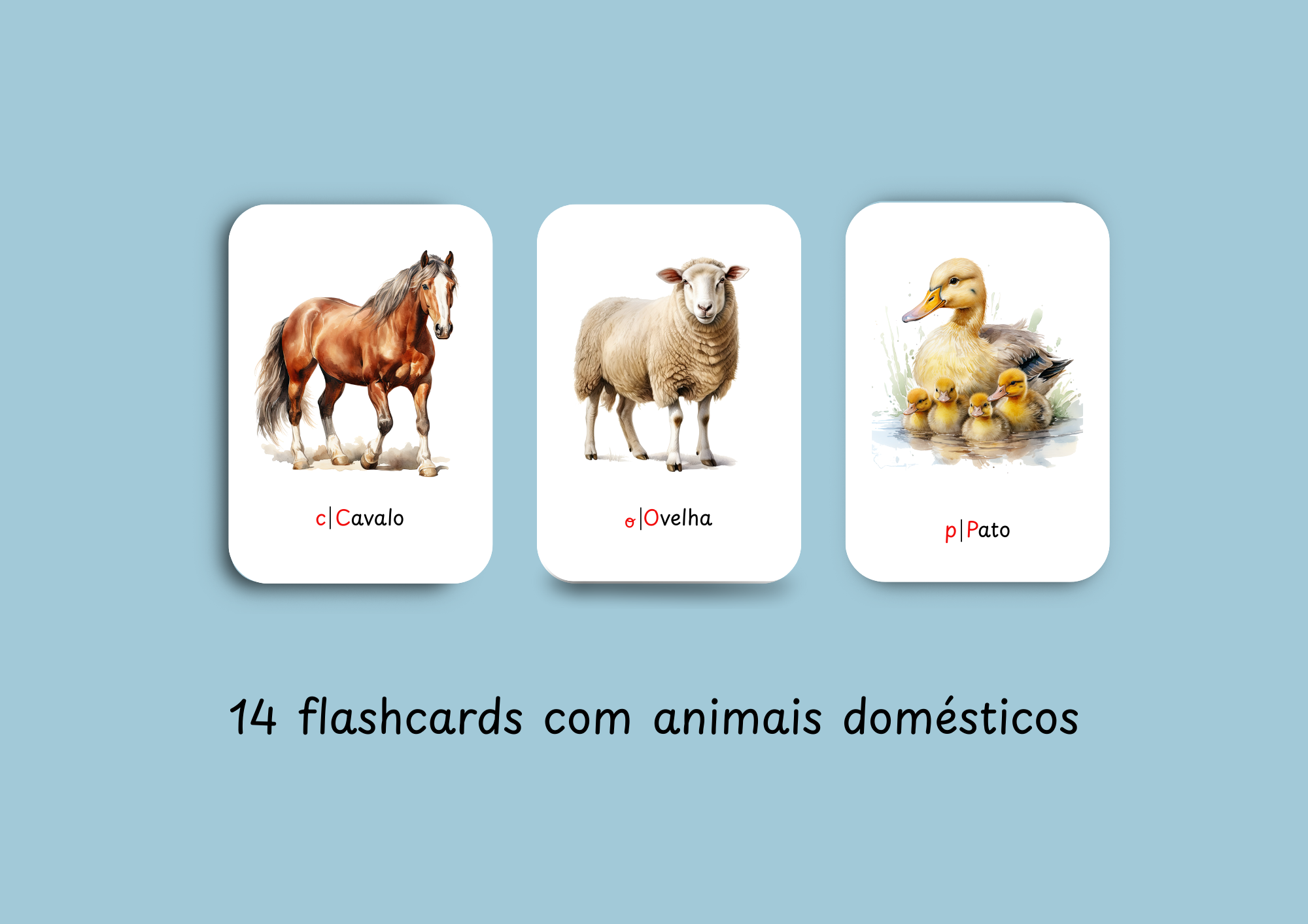 Kit flashcards Animais Domésticos | Hotmart