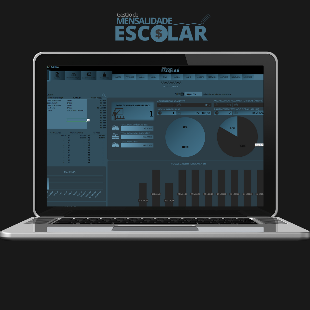 Gestão de Mensalidade Escolar 3.1 - UsePlanilhas | Produtos Digitai...