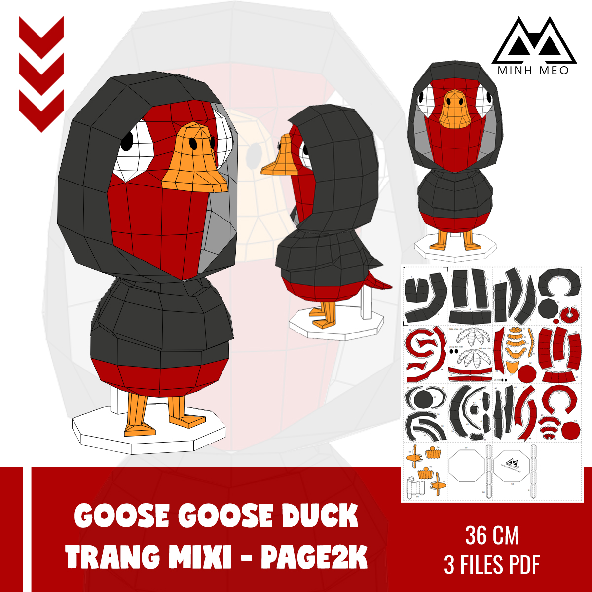 Goose Goose Duck Trang Mixigaming Page2K papercraft 3D, Goose Goose Duck Low Poly, 3D Origami ...