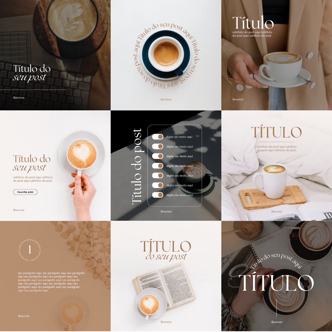 PACK CREAM AND CARAMEL 50 templates editáveis no Canva - Natali Mo...