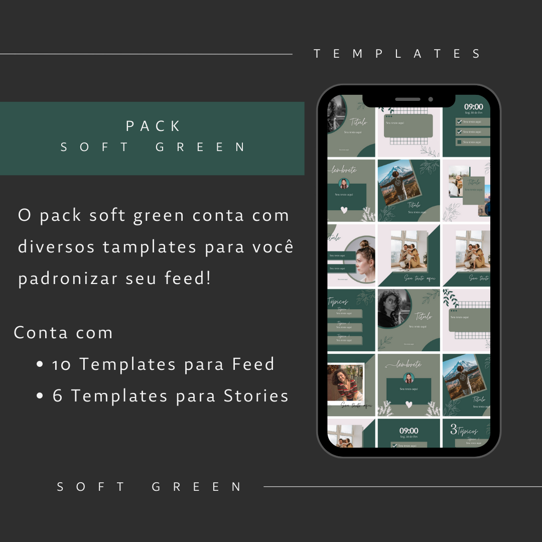Pack Soft Green -Artes editáveis para Canva - Gabriel Henrique Meri...