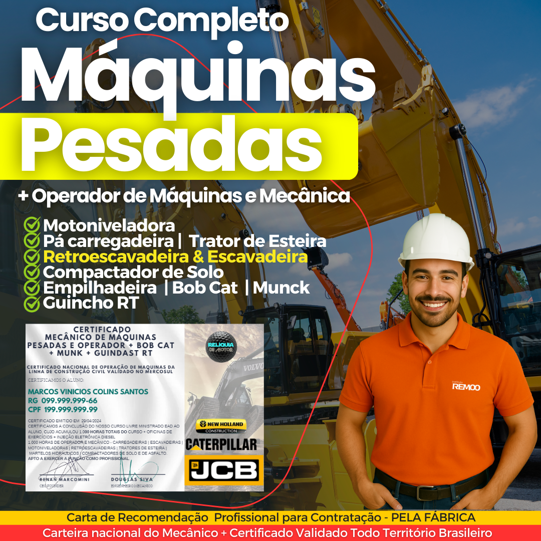 Curso Completo de Operador de Máquinas Pesadas + Mecânico + Hidrául...