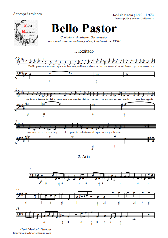 Bello Pastor, Cantada al Santissimo Sacramento de José de Nebra ...