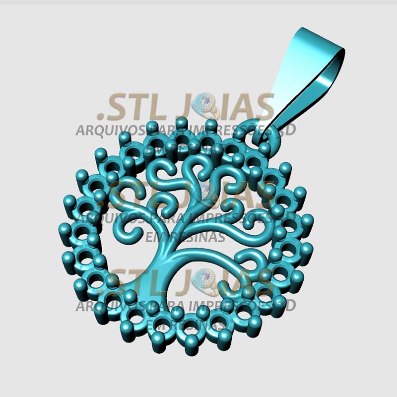 PINGENTE ARVORE DA VIDA CRAVEJADO Arquivo para impressão 3D. Formato STL