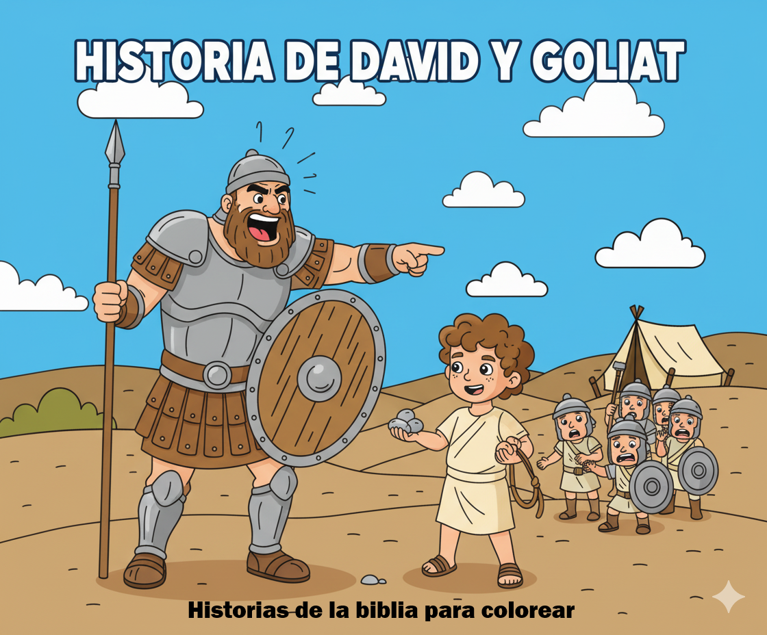David y Goliat. Historia bíblica para colorear. - Nora Azucena Medi...