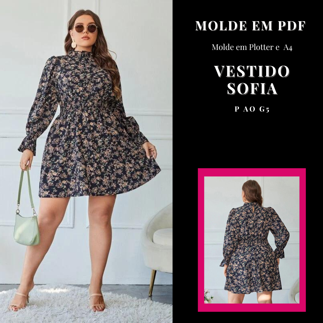 MOLDE VESTIDO SOFIA PLUS SIZE - AMS Moldes em PDF | Hotmart