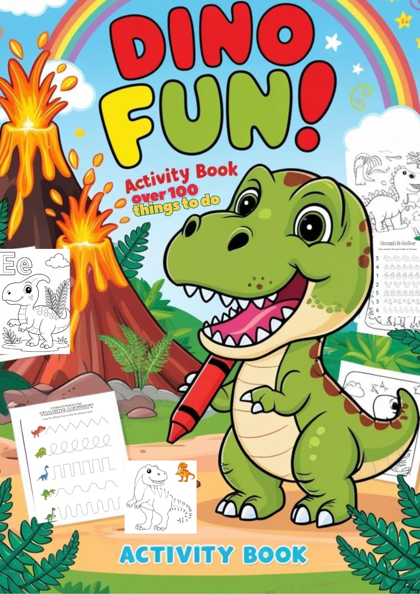 Dino Fun Activity Book for Kids Ages 4–7 – Learn Through Play! Tr...