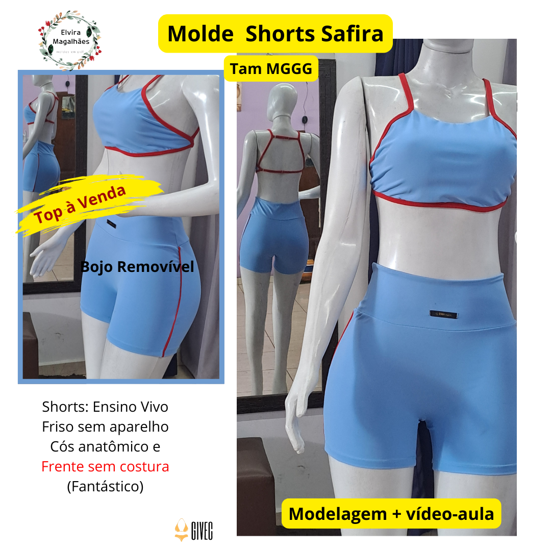 Molde Safira - Shorts Fitness com Friso - Gisele iachel | Hotmart