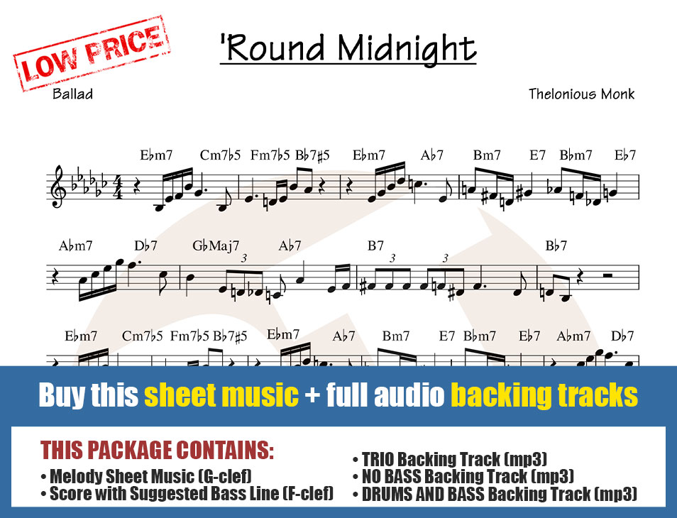 'Round Midnight (Sheet Music + Backing Tracks)
