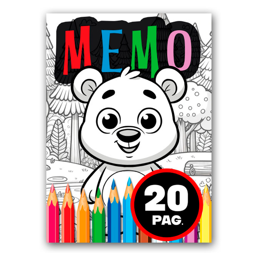 Educational coloring book – Memo Bear. Libro para colorear educativ...