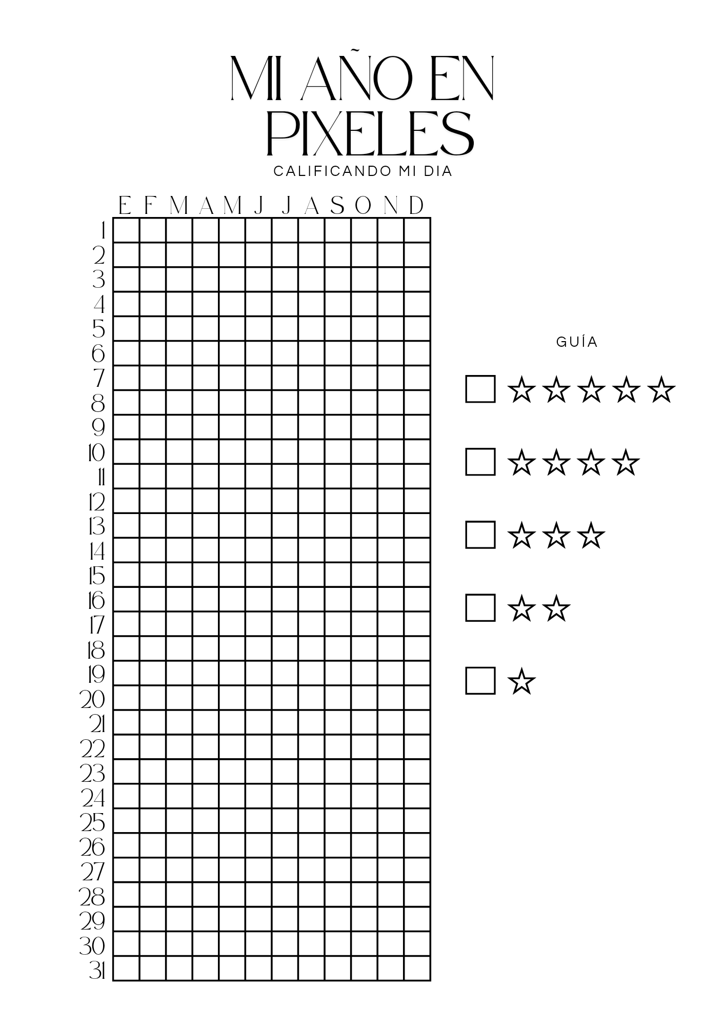 Calificando mi día mi año en pixeles journaling - Val | Hotmart