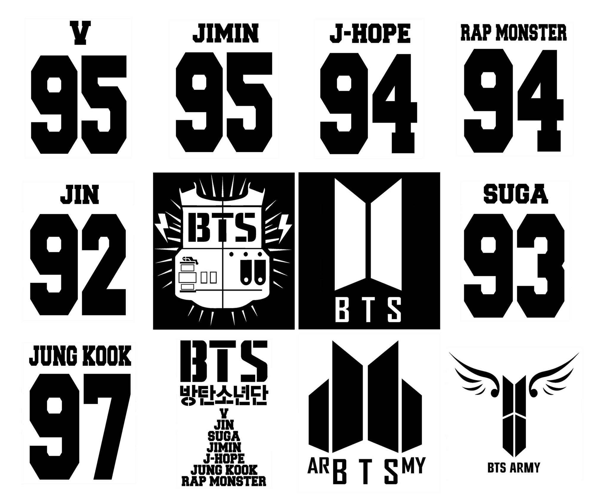 BTS 12 Vector Pack SVG EPS DXF PDF STUDIO3 JPG PREVIEWS
