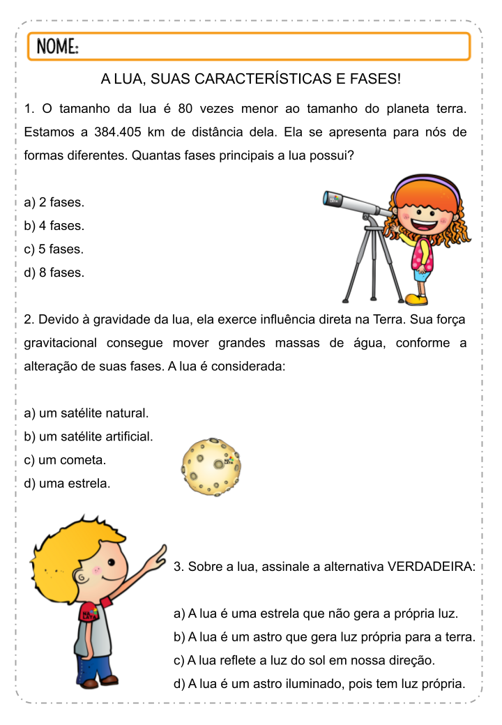 Lua - Fases e características - 4º e 5º anos - Pedagogia na lata