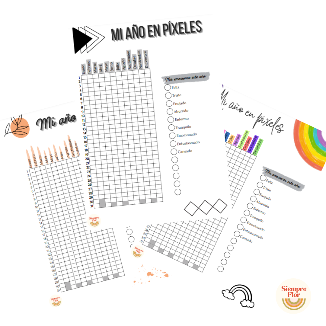 Mi año en píxeles - 10 plantillas imprimibles con diseños exclusivo...