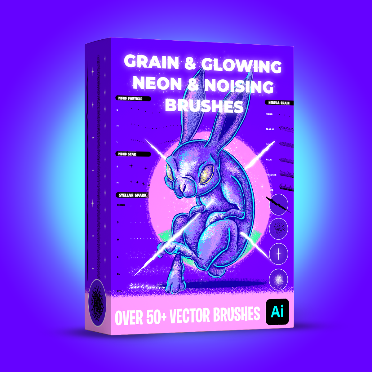 Grain & Glowing Neon & Noising Spray Inking Vector Brushes for Adobe ...