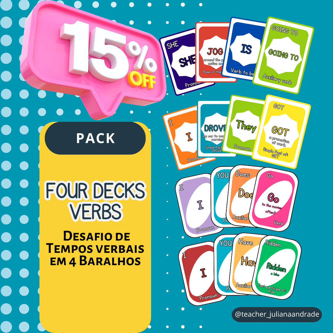 Four Deck Verbs: Desafio de Tempos em 4 Baralhos - Juliana Andrade ...