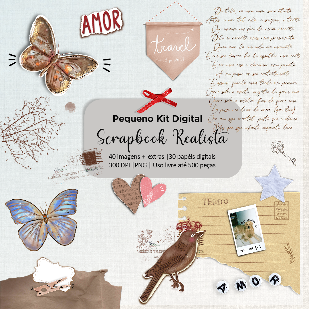 Kit Digital de Ilustrações - Scrapbook Realista - Então Tábita | Ho...