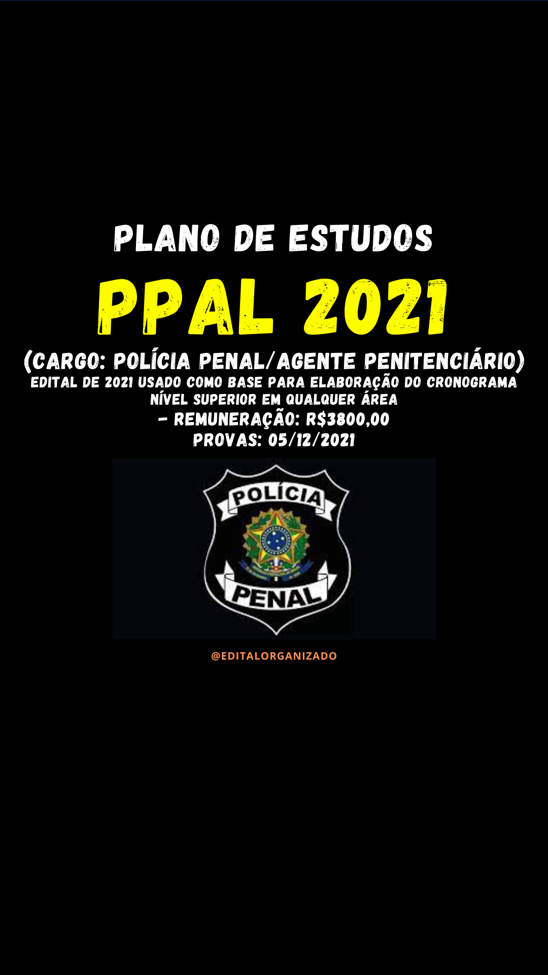 PLANO DE ESTUDOS - PPAL 2021 AGENTE PENITENCIARIO