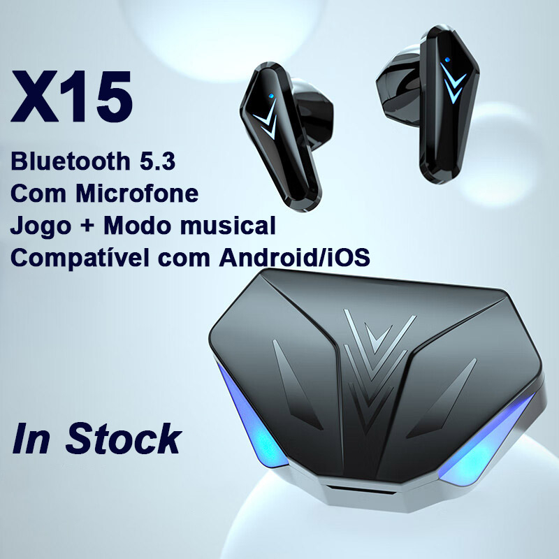TWS X15 Fone Bluetooth Gamer Fone De Ouvido Type-C Com Microfone Co...
