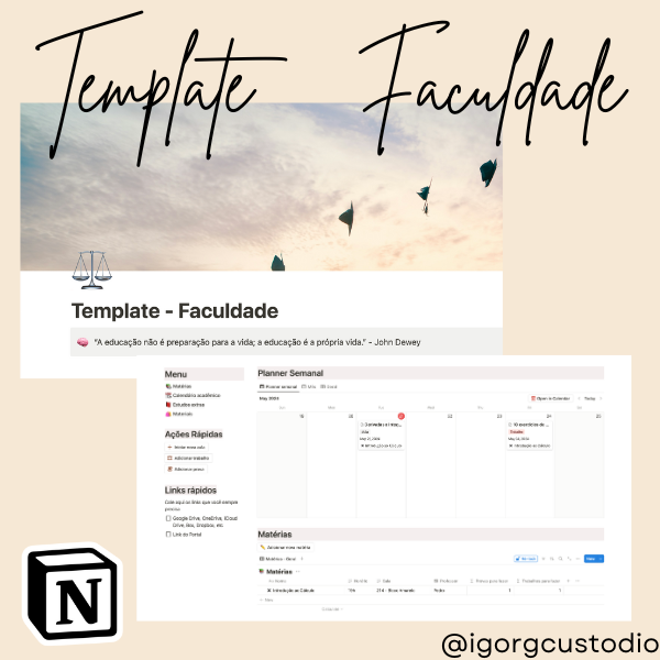 Template para Faculdade - Notion