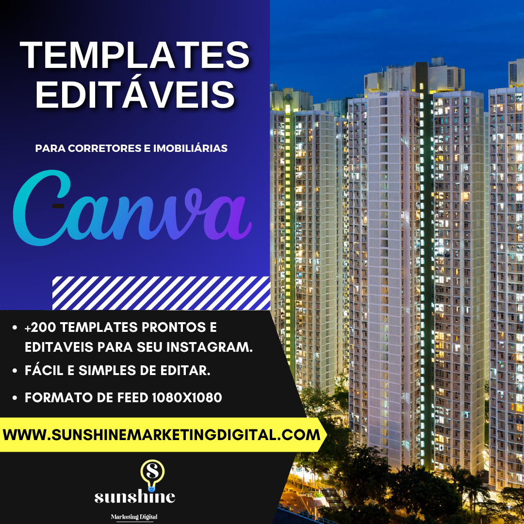 Templates editaveis no Canva para Corretores (FEED) - Sunshine Mark...