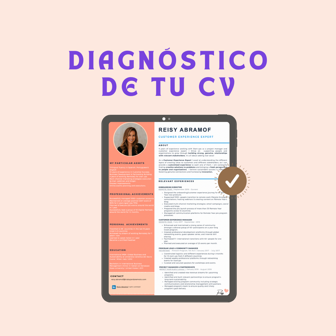 Diagnóstico de tu CV - Reisy Abramof | Hotmart