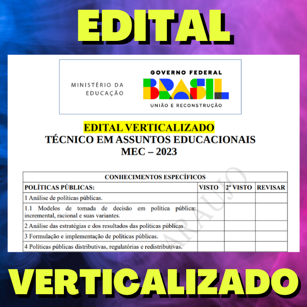 MEC TÉCNICO EM ASSUNTOS EDUCACIONAIS - MEC 2023 - Edital Verticalizado ...