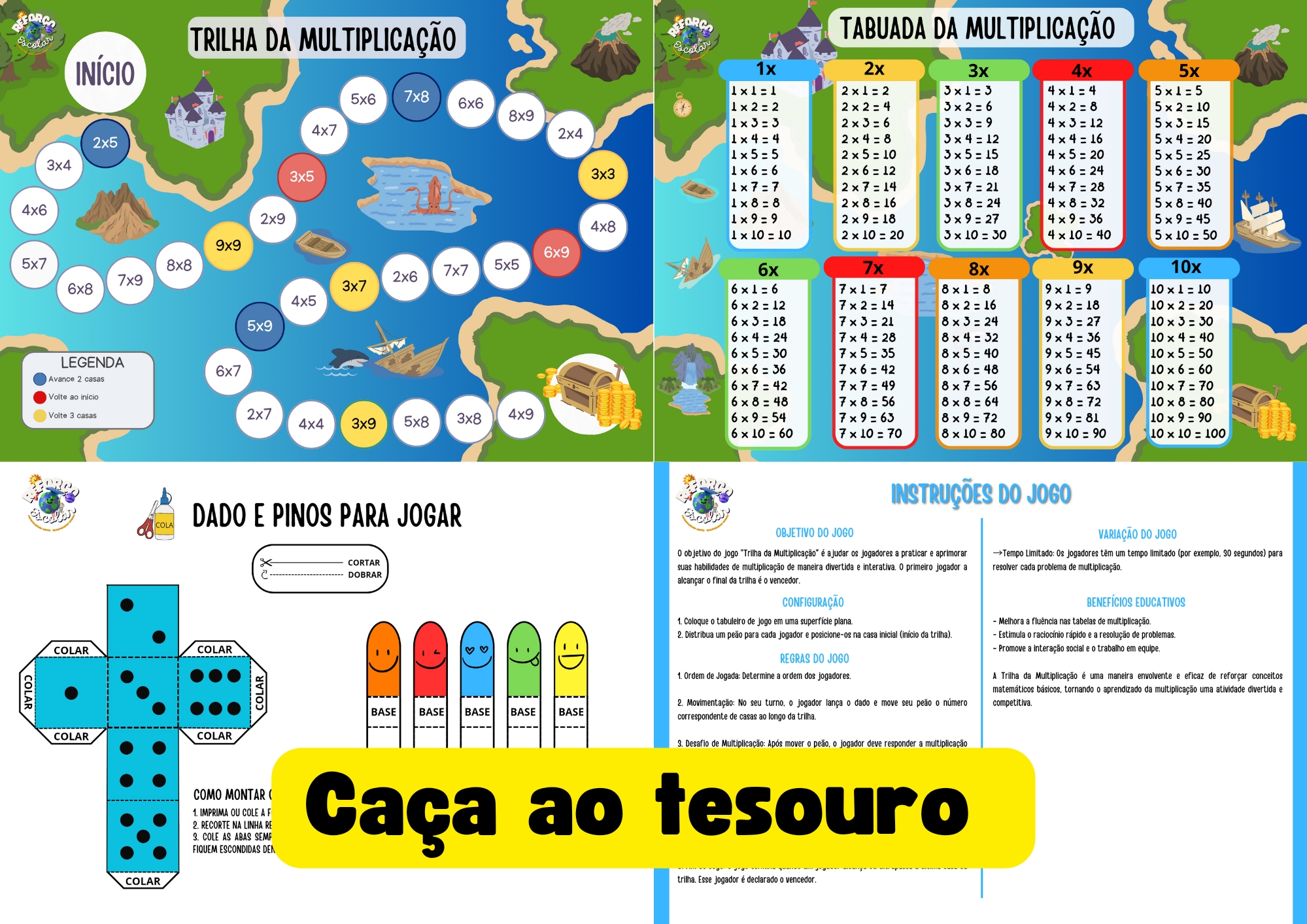 Jogo de Matemática - Trilha da Multiplicação Caça ao Tesouro - Let...
