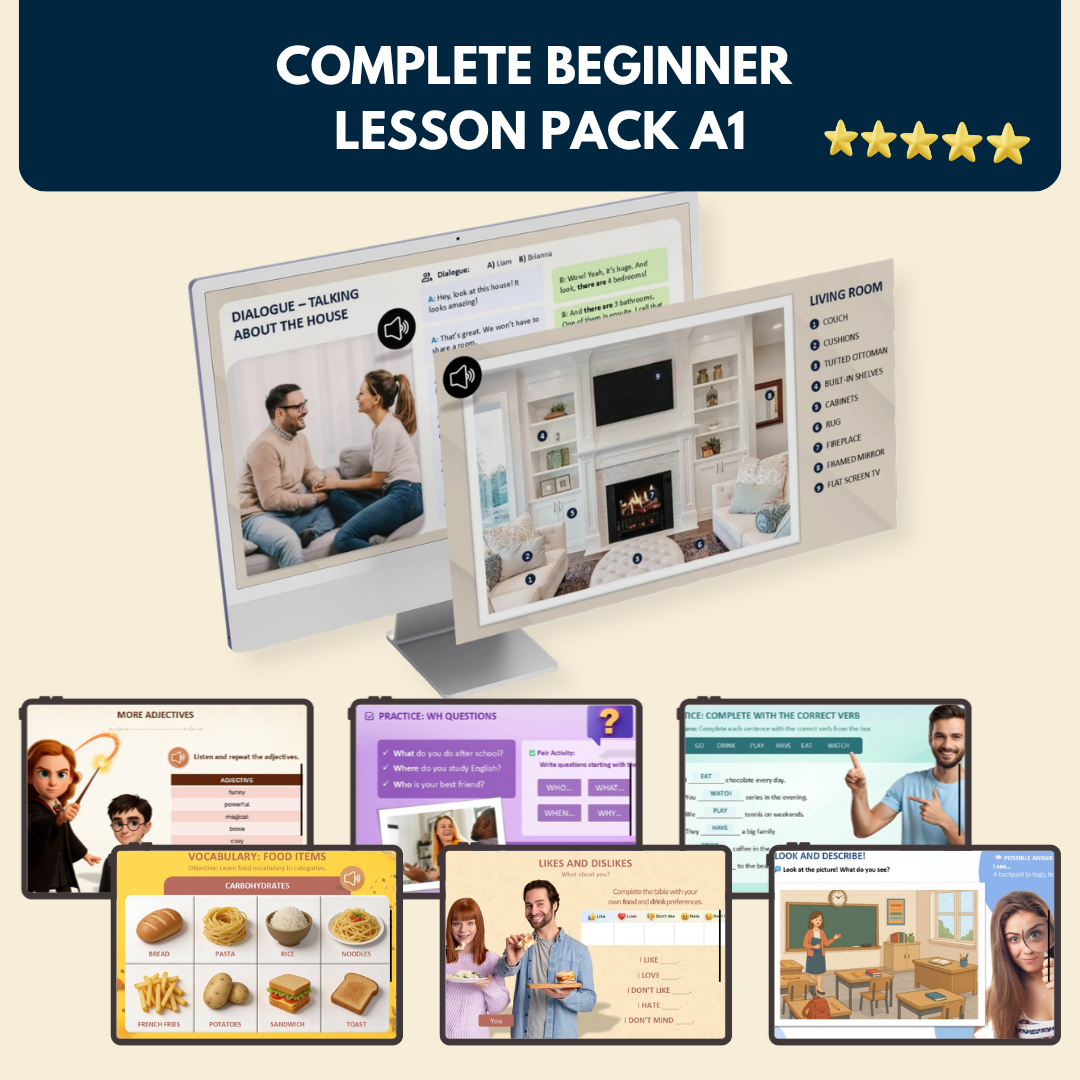 A1 English Lesson Pack for Teachers – Ready-to-Use Slides + Audio ...
