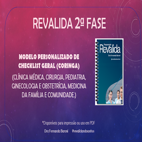 CHECKLIST CORINGA PERSONALIZADO - REVALIDA 2ª FASE (PRÁTICA)