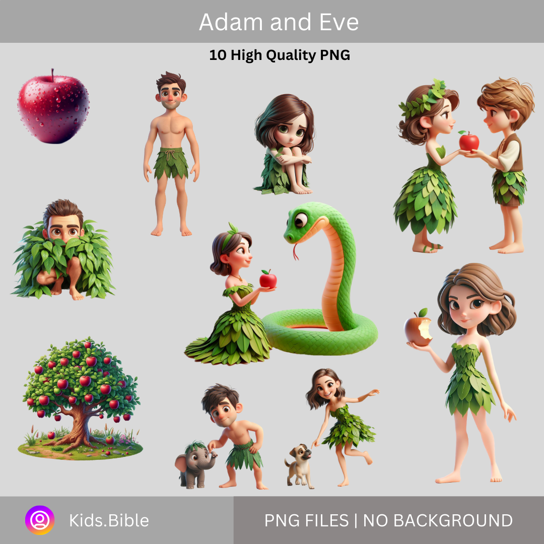 Adam and Eve Clipart, Bible Clipart, Digital File, Instant download...