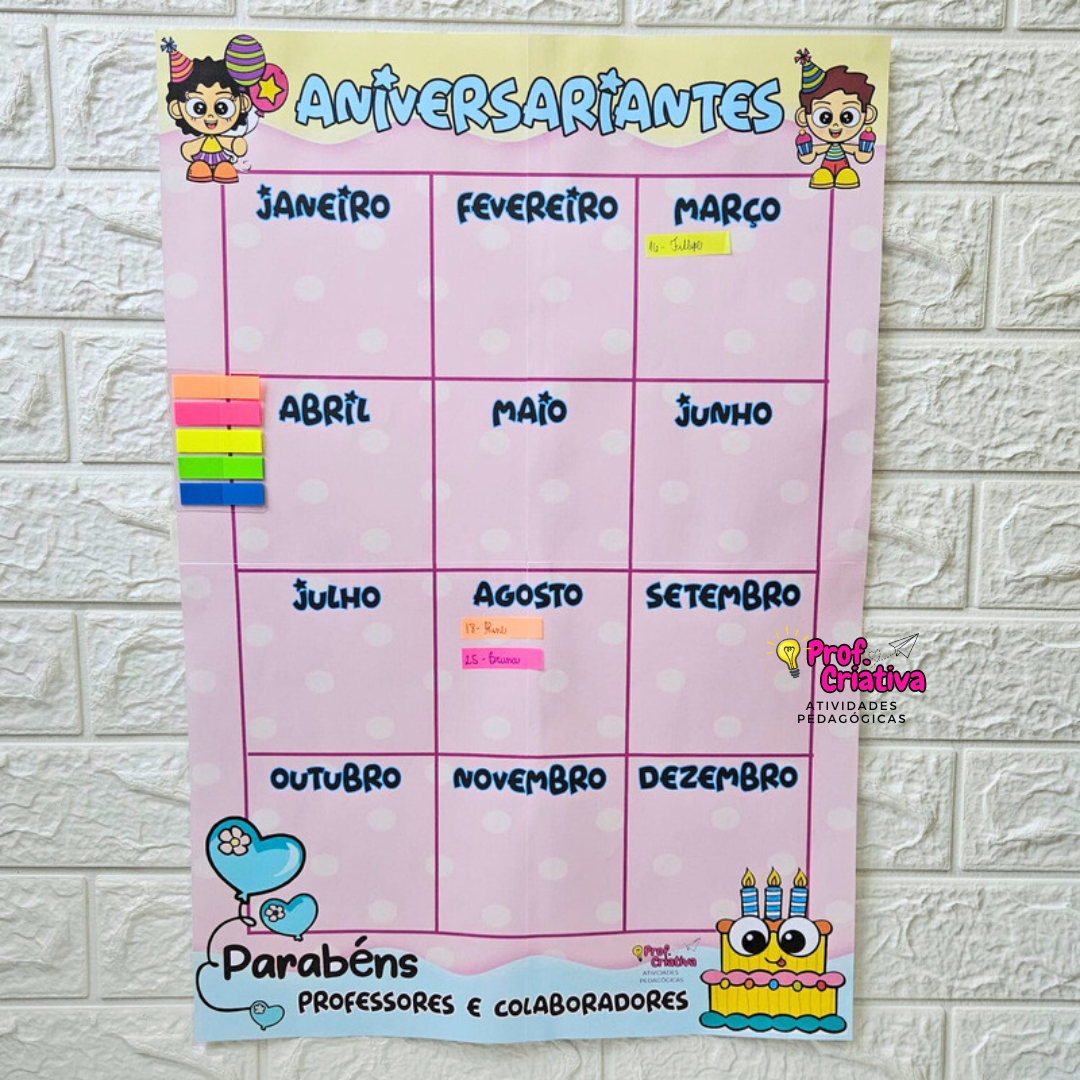 PAINEL DE ANIVERSÁRIANTES - PROFESSORES - 💡PROF CRIATIVA - PROF CR...