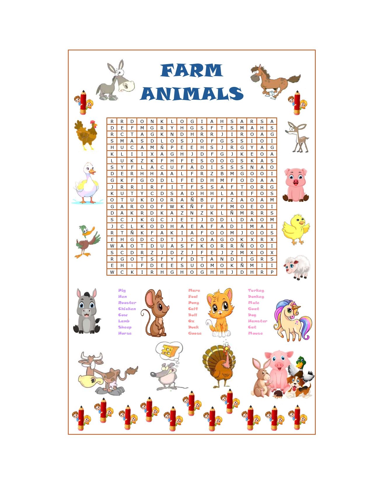 Farm Animals word search | Hotmart